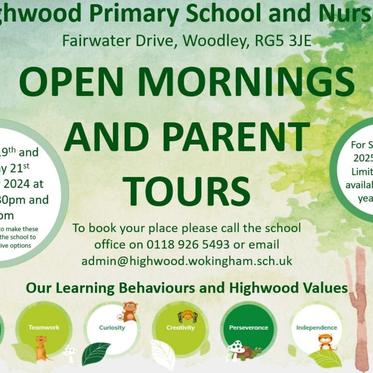 Parent Tours for September 2025 starters - Highwood Primary School